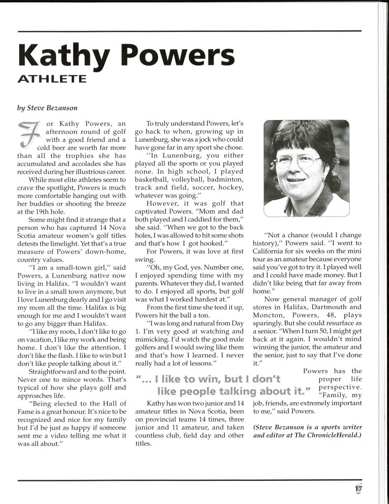 Kathy Powers | Nova Scotia Sport Hall of Fame