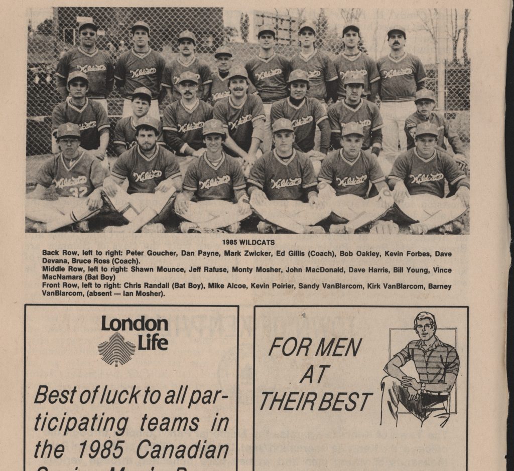 1985 Kentville Wildcats Men's Baseball Team | Nova Scotia Sport Hall of ...