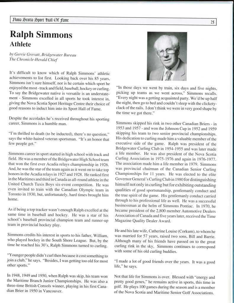 Ralph Simmons | Nova Scotia Sport Hall of Fame